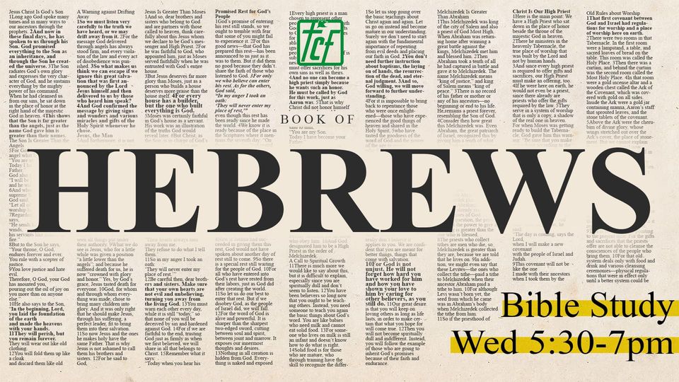 Bible Study: HEBREWS - Trinity Christian Fellowship